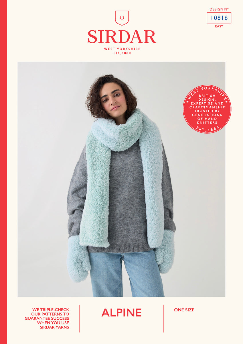 Sirdar Alpine Scarf and Mittens Pattern - 10816 - Craft and Canvas